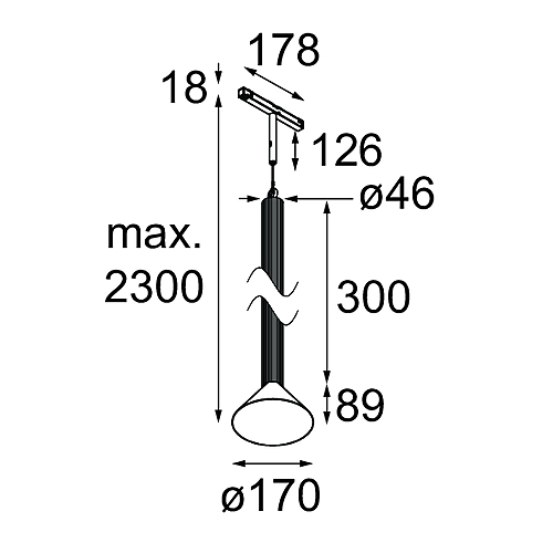 Extruded Track 48V Suspended 46 300 1x LED 2700K Flood 1-10V DI Black ...